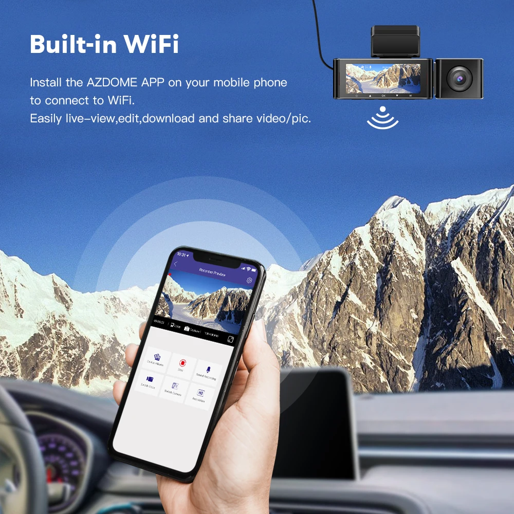 Azdome M300s Dash Cam Uhd 4k 2160p Super Night Vision Built-in G-sensor ...