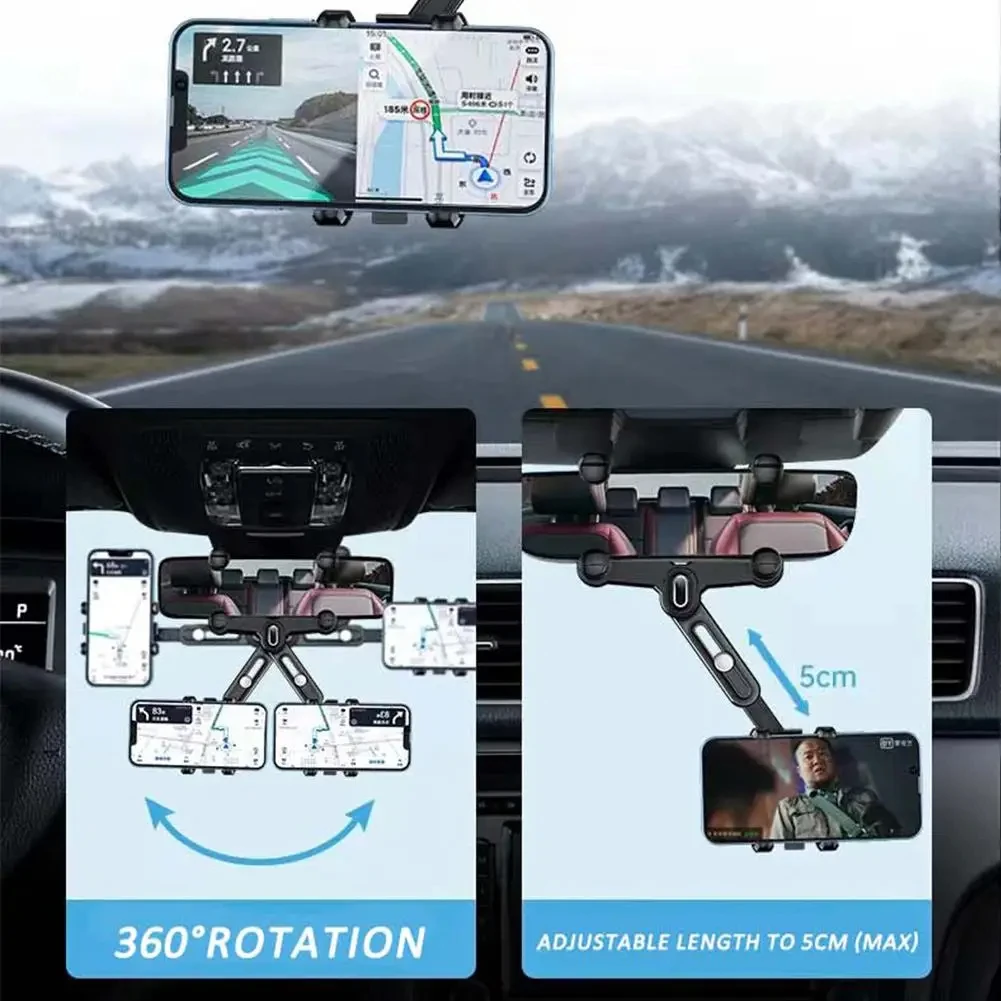 Support Stand Car Rearview Mirror Mount HUD Rotatable Retractable Car ...