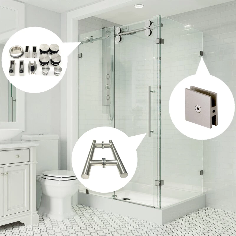 Solid Brass SCU 4 Square Shower Enclosure Frameless Glass Shower Door ...