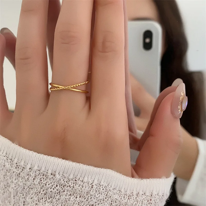 Double Cross Ring Twist Combination Personality Index Finger Ring ...
