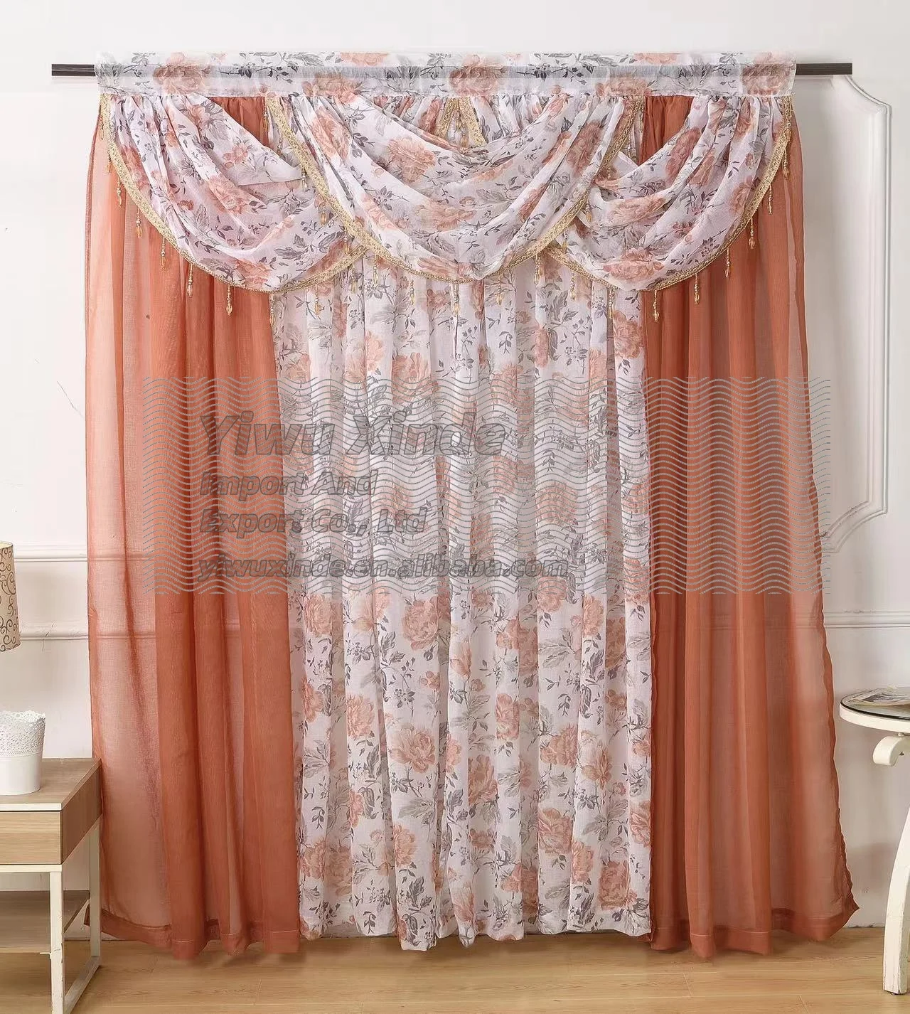 Lilianna Wholesale 7pieces Floral Multicolor Flower With Valances Sheer ...