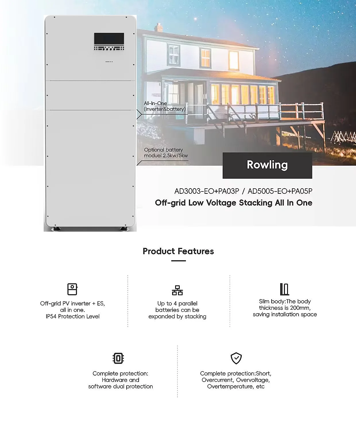 All-in-one Inverter Battery Orange 51.2V 100Ah 5KWh 10kw LiFePo4 Power ...