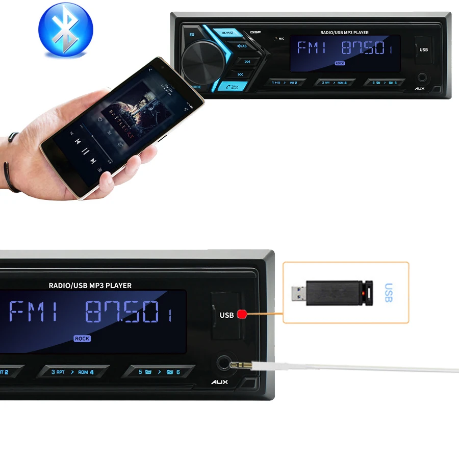 1 Din Bluetooth Usb Aux Sd Tf Lcd Car Radio Stereo 7388 Ic Car Mp3 ...