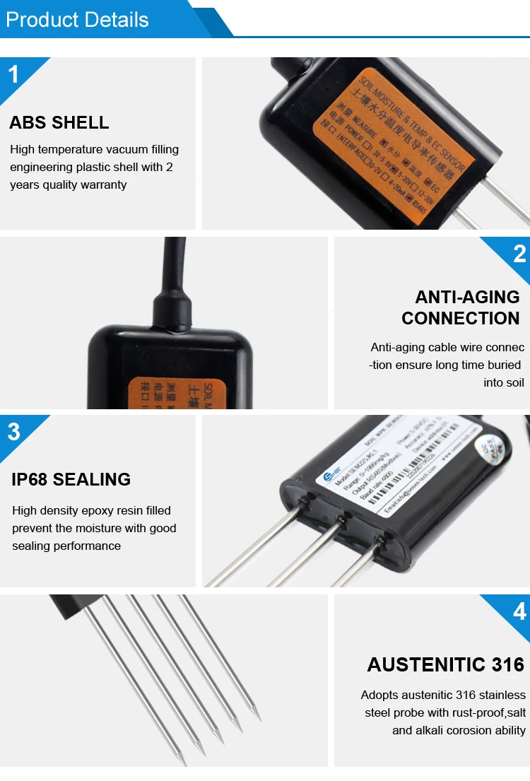 Sem225 Rs485 4-20ma Soil Moisture Sensor Soil Ph Soil Npk For Garden - Buy Rs485 Soil Moisture ...