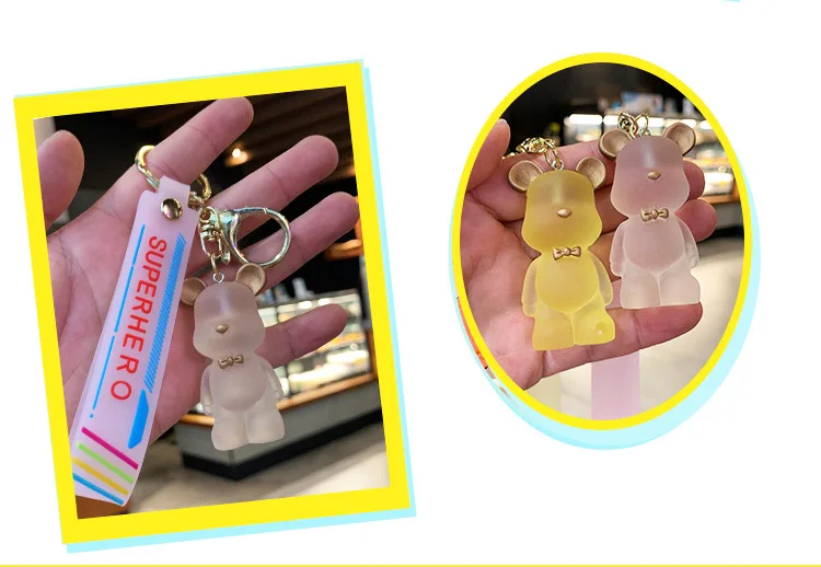 Creative Cute Transparent Acrylic Llaveros Bearbrick Keychain Pendant ...