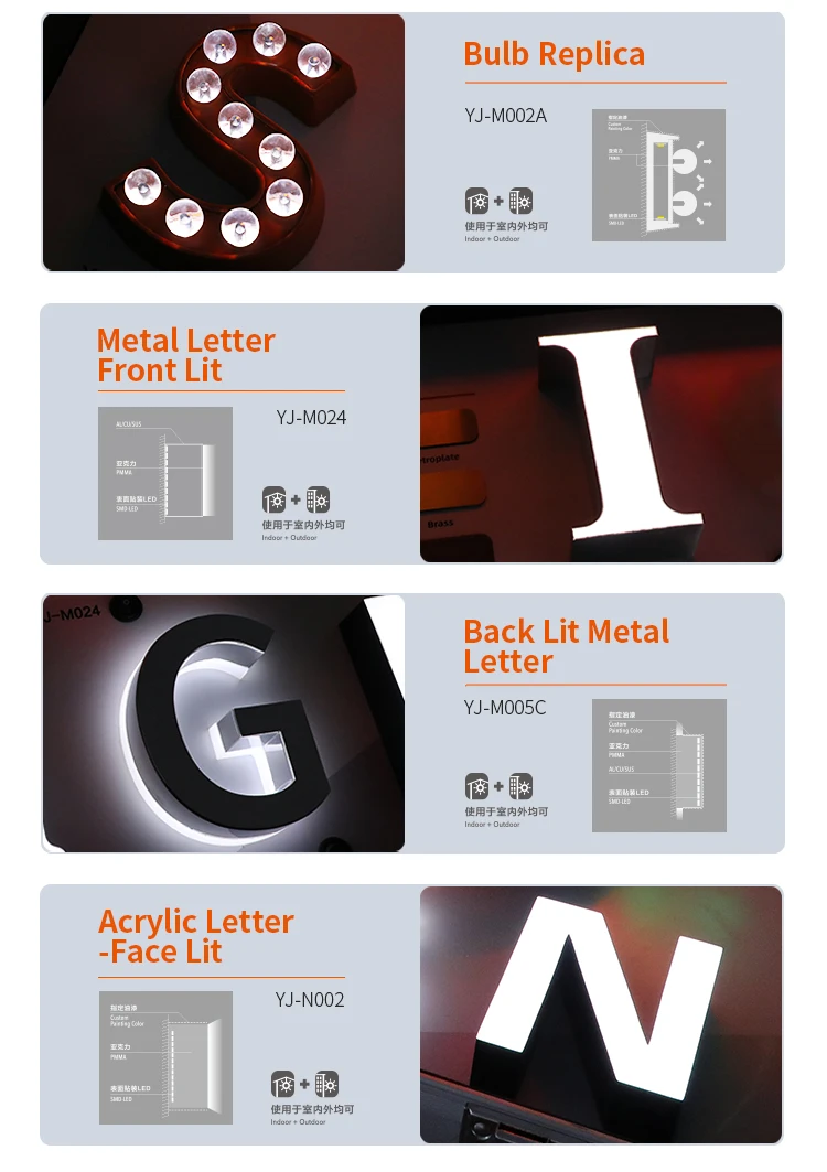 Yijiao Custom Designed Sample Kit Led Letters Acrylic Signs Neon Light ...