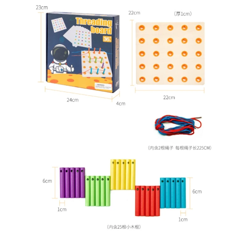 Educational Fine Motor Training Toy Wooden Threading Nail Board For ...