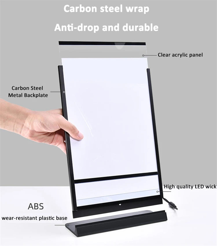 Lighted Menu Display Stand Acrylic Led Sign Holder Custom Led Light ...