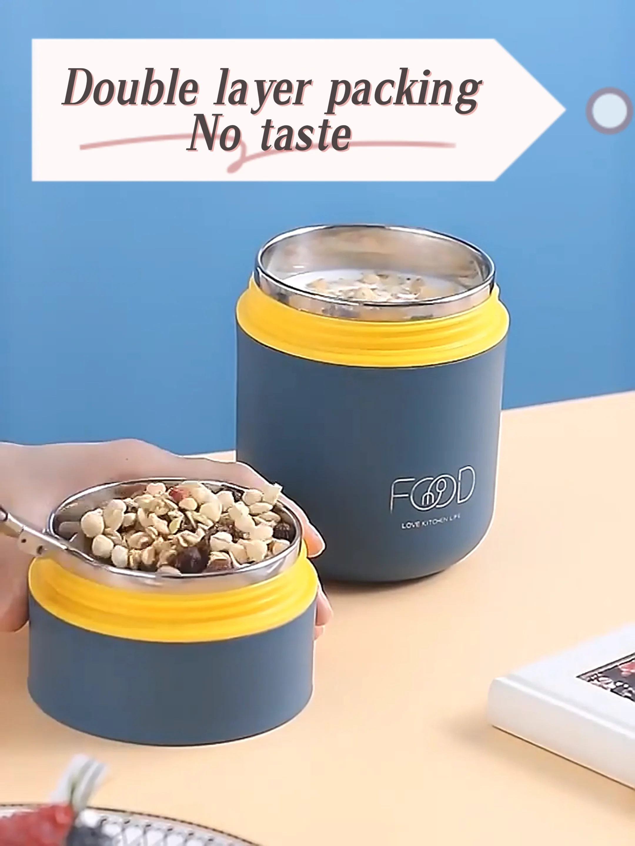 Stainless Steel Vacuum Thermal Lunch Box With Insulated Lunch Bag Food ...