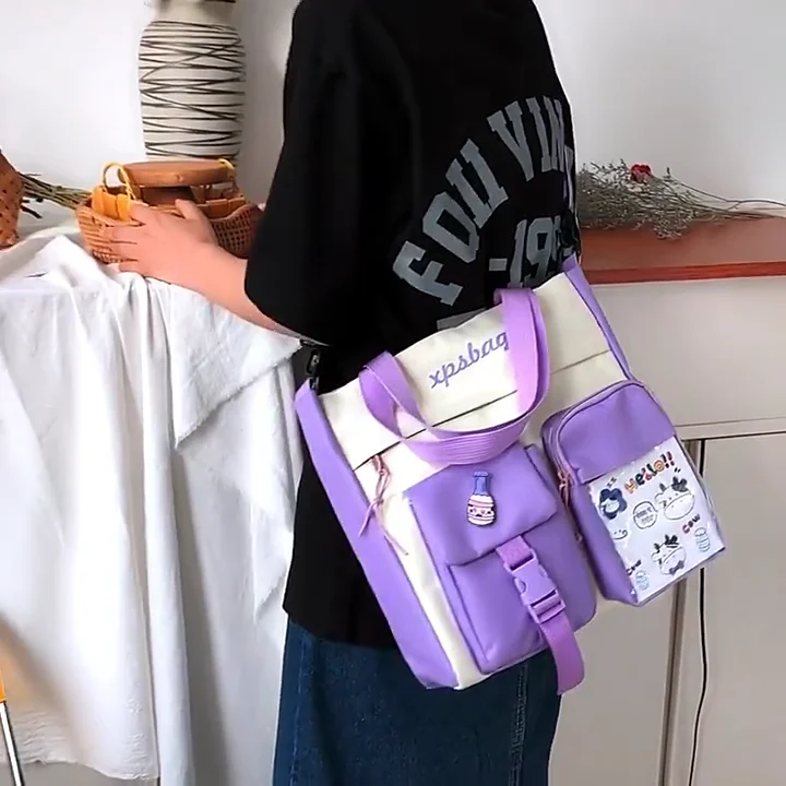 Large Handbag College Bag Girl Cross Body Shoulder School Book Bags ...