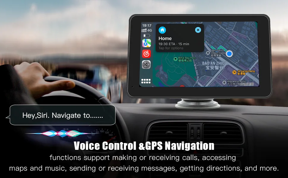 Carabc Smart Portable Wireless Carplay Screen Android Auto Display Gps ...