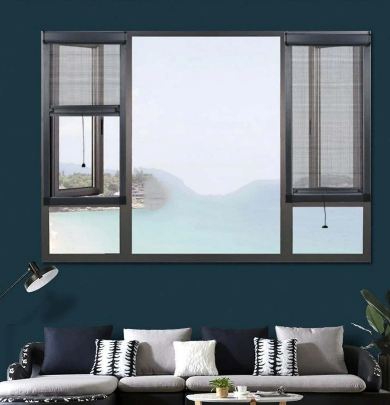 Standard Model Retractable Rolling Insect Screen Window Aluminum Frames ...