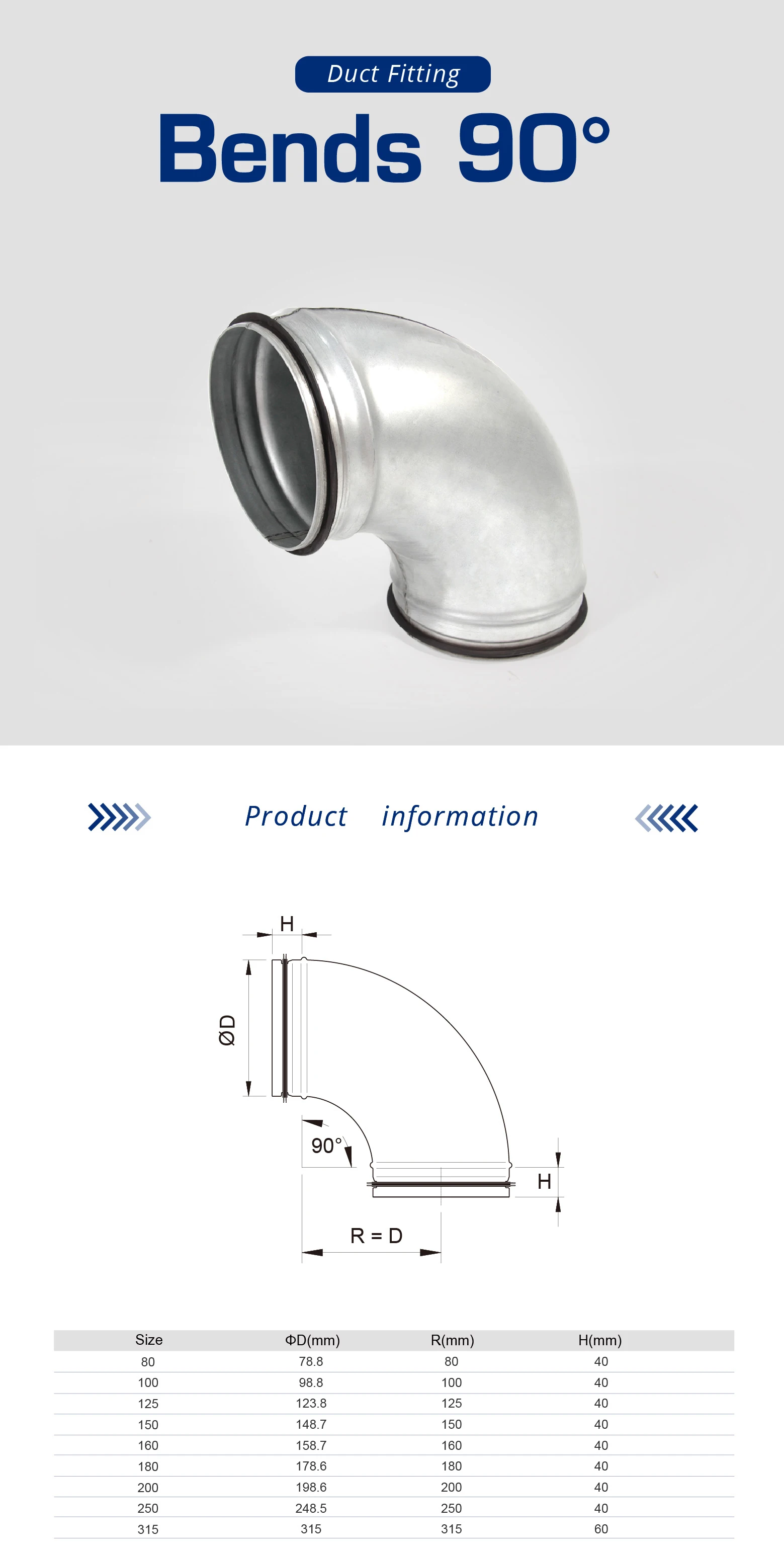 Hvac Galvanized Steel Ventilation Elbows Duct Fitting 90 Pressed Bend - Buy Duct Fitting,90 ...