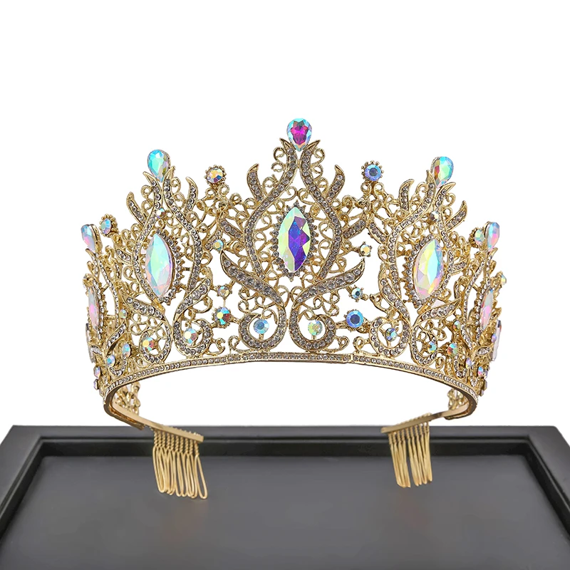 Custom Tall Beauty Crown Tiaras With Combs Champagne Pagne Tiara Crown ...