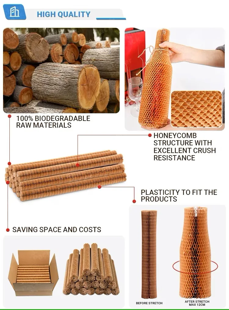 Eco-friendly Honeycomb Core Kraft Paper Bottle Protectors