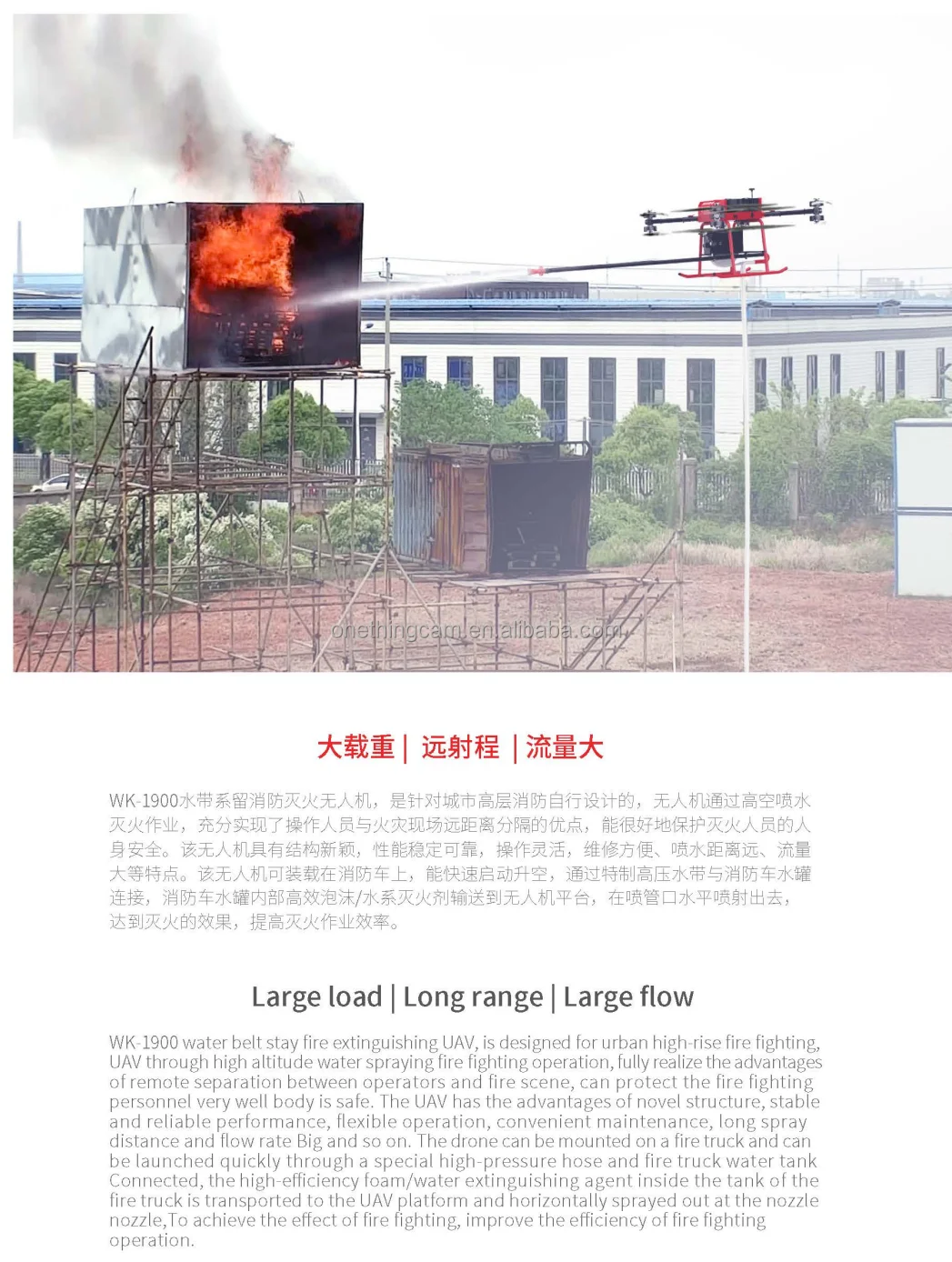 50kgs Class Fire Uav Fire Fighting Drone With Tethered Pipe Fire Bomb ...