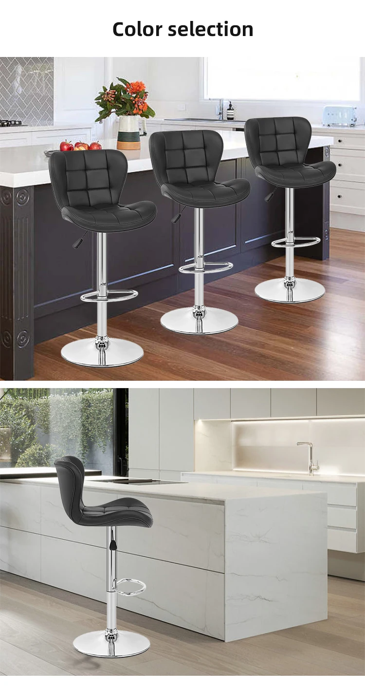 Luxury Shell-Shaped Swivel Leather Bar Chairs Adjustable Living Room ...