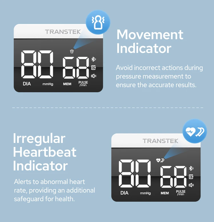 TRANSTEK Bluetooth Blood Pressure Monitor - Smart Automatic Upper Arm ...