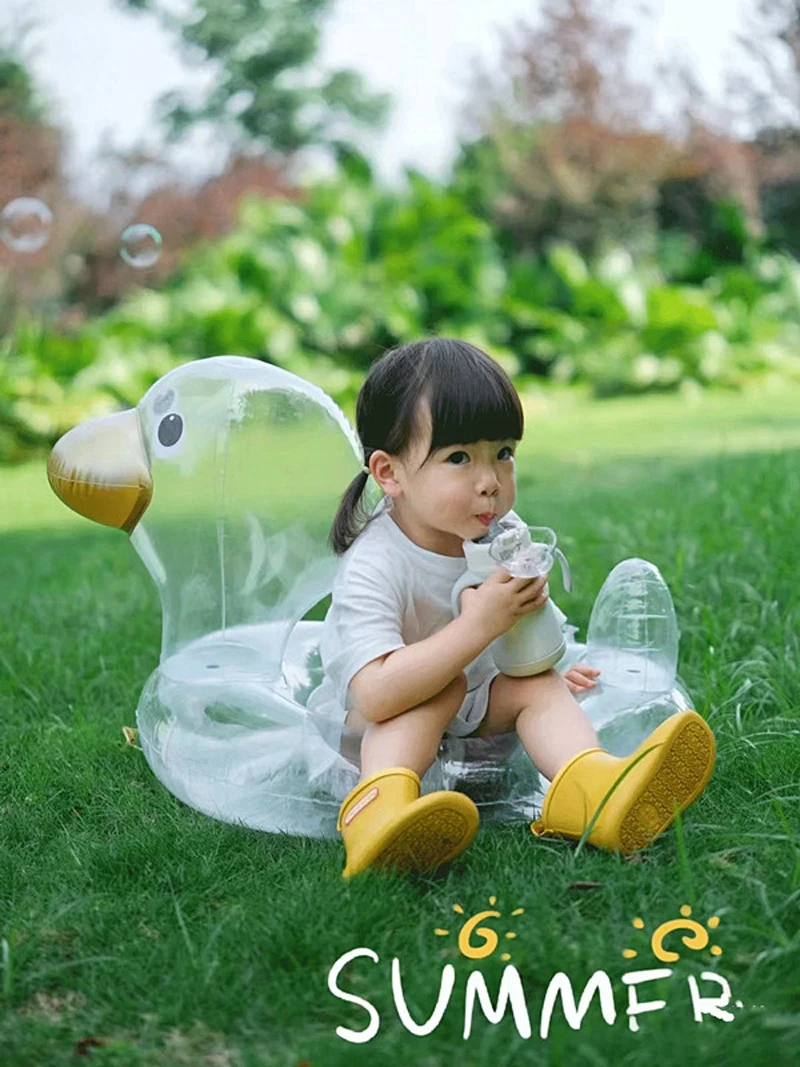 Ins Hot Duck Swimming Ring Floating Balloon Transparent Beach Pool Baby ...