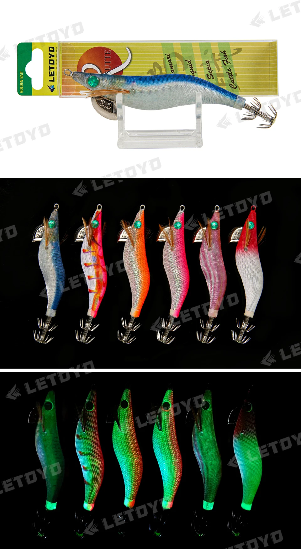 Letoyo Squid Jigs 2.5# 3.0# 3.5# Squid Lure Artificial Shrimps With Squid Hook Jigging Baits For ...