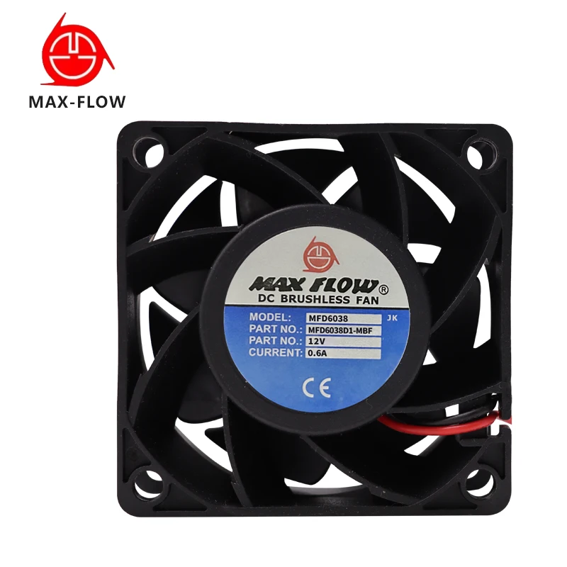 60mm Dc Axial Fan 6038 12v 2.8a 21700rpm Ball Bearing 2-pin High Cfm Dc ...