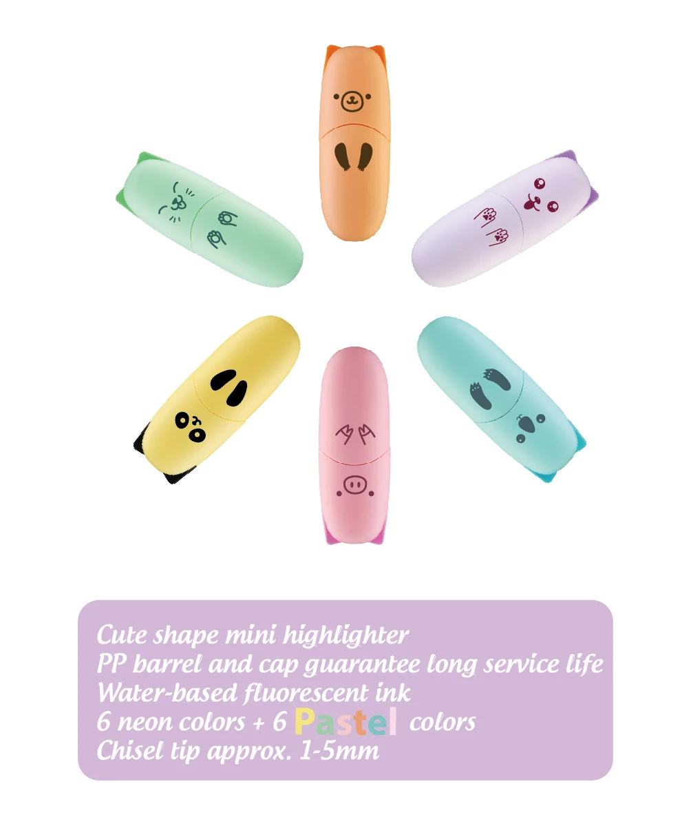 Wholesale Mini Cat Markers - Cute, Vivid Ink Highlighters