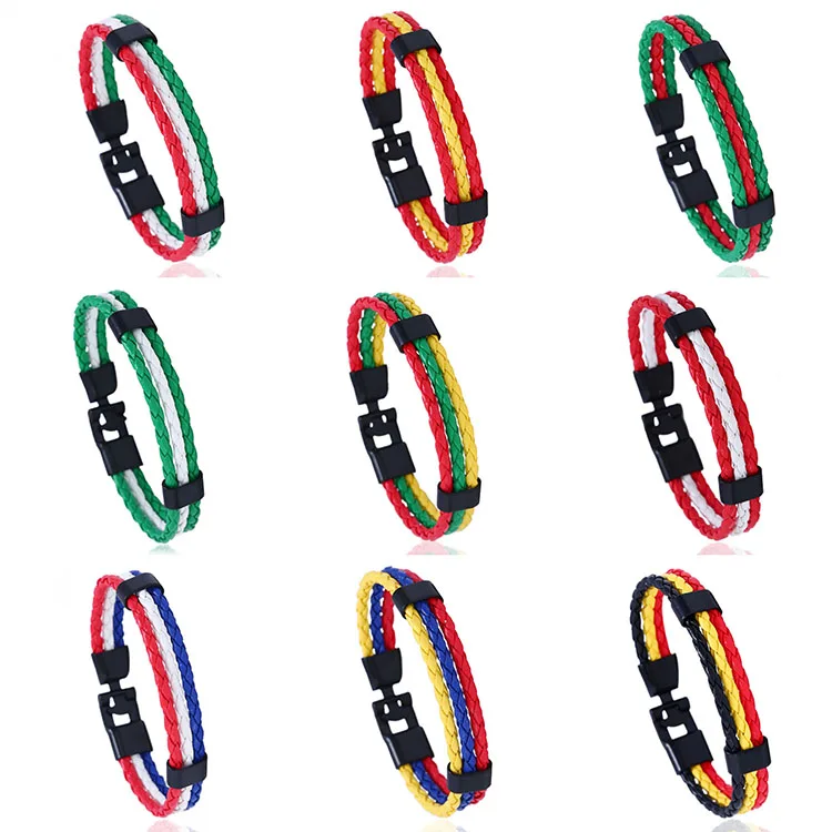 Multi Countries Snap Button National Flag Bracelets Country Flag ...