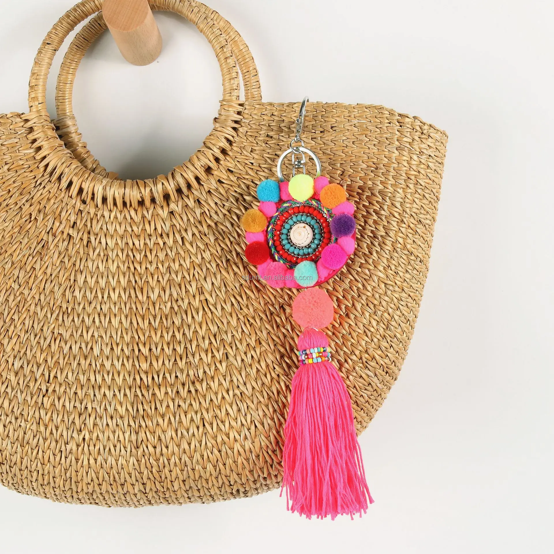 Wholesale Key Ring Muti-colors Large Cotton Flower Tassels Clothing ...