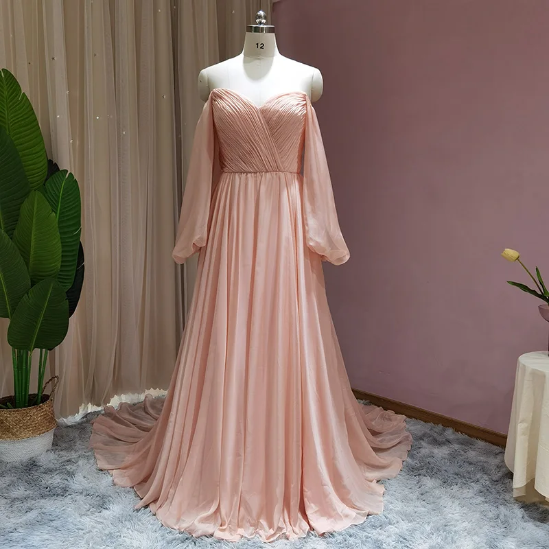Lscz37 Women Modest Off Shoulder Evening Gowns Chiffon Prom Long Party ...