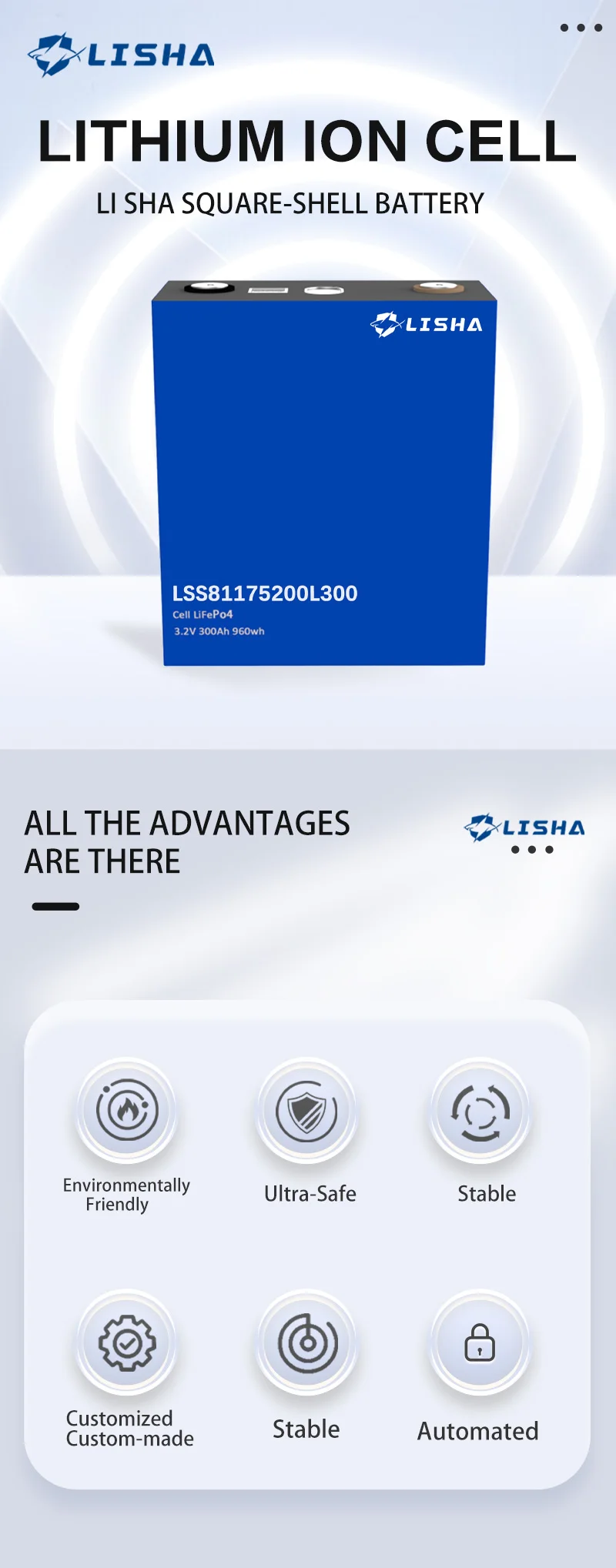 Lisha Lighter Weight Superior Safety Rechargeable Lithium Ion 3.2v ...