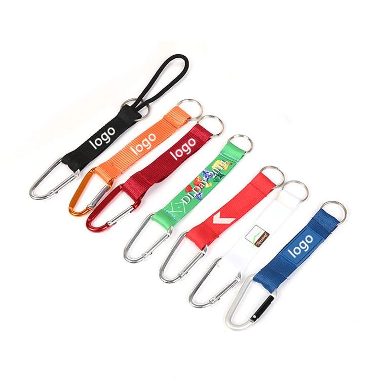 Custom Printed Car Logo Short Polyester Strap Hiking Keychains With ...