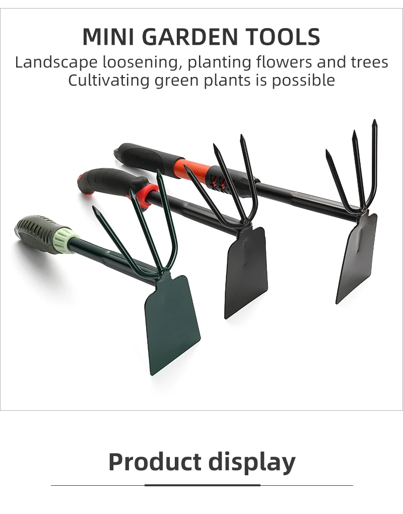 JP Outdoor Garden Tool Flower Rake PP Handle Three Tooth Rake Dual-use ...