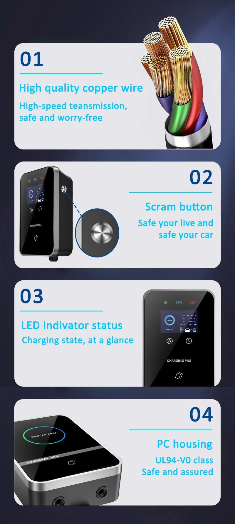 Home 7KW Wall Box EV Charger Station EV Charging Stations Credit Card ...