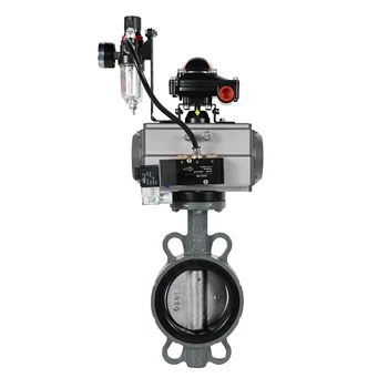 D671x-16c Pneumatic Butterfly Valve Pneumatic Cast Steel Wafer Type Soft Seal Valve ...