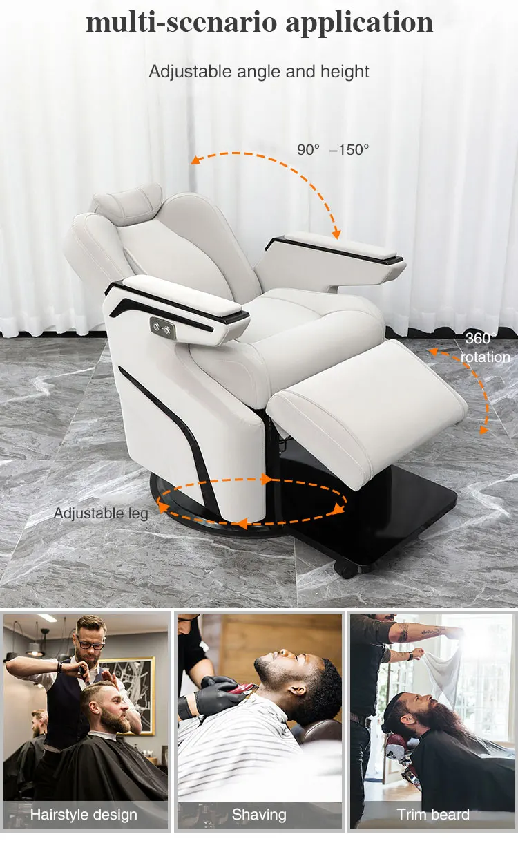 Professional Luxury Barber Shop Chair Leather Material Heavy Duty ...