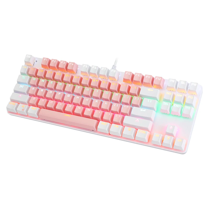 New Rgb Colorful K100 87-key Keyboard Pink+white Wired Gaming ...