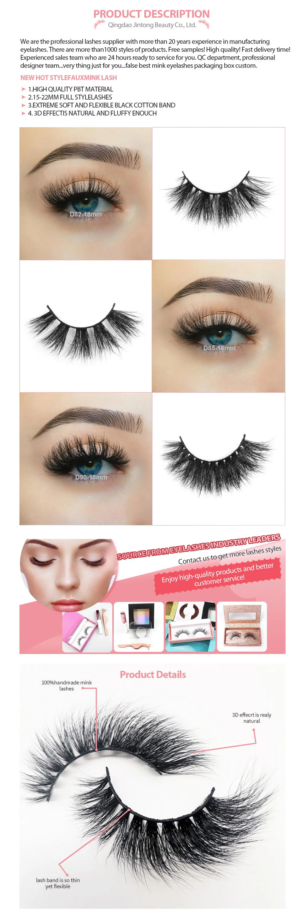 Jintong Faux Mink Eyelash Extension Makeup Thick 3d 5d 8d Eye Lash Natural 25mm False Eyelash ...
