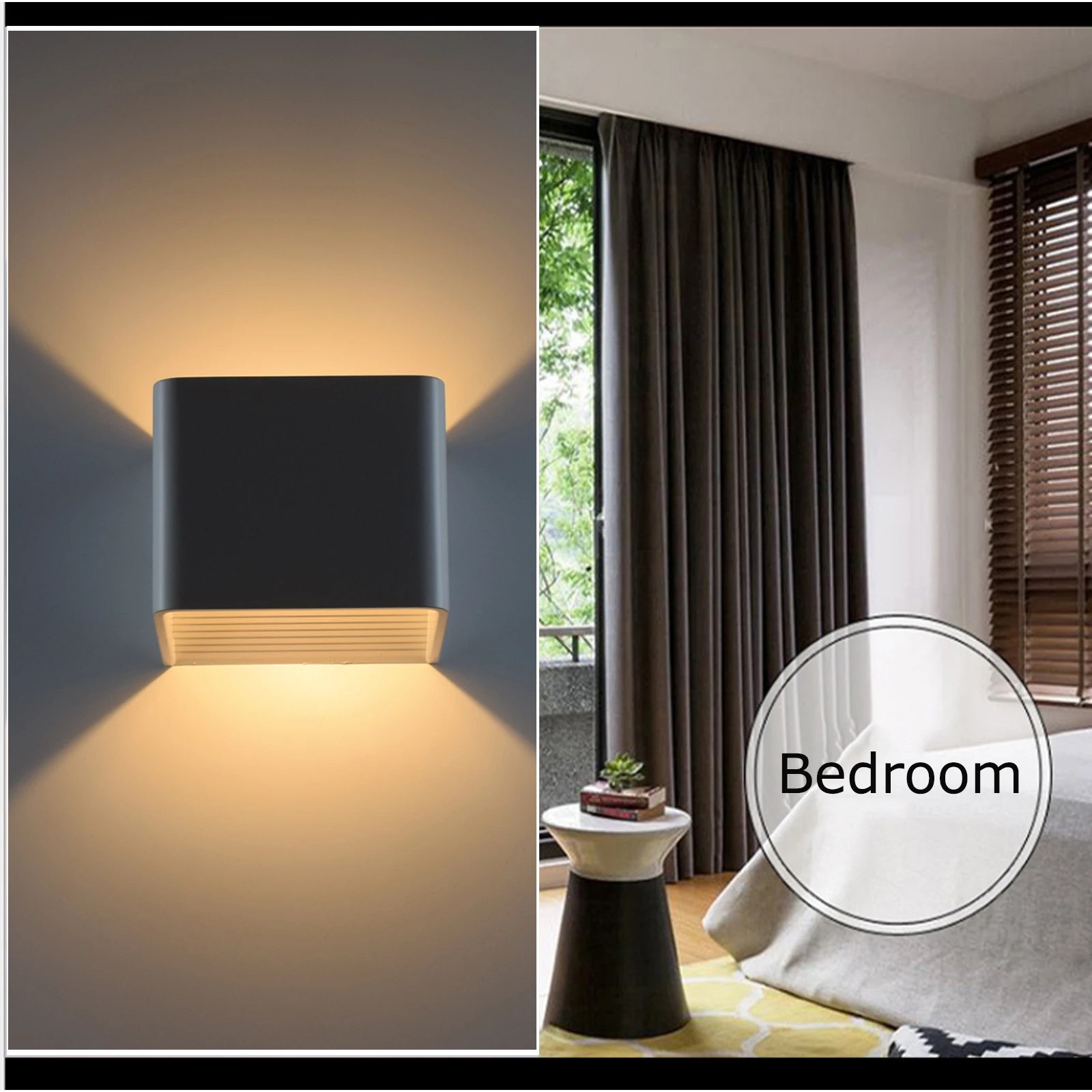 Modern Wall Light Fixture up Down Cube Lamp Bedroom Besides Lights 3W ...