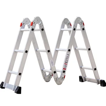 4x3 Steps Folding Ladder Aluminum 4m 5m 6m Multipurpose Scaffold Ladder ...