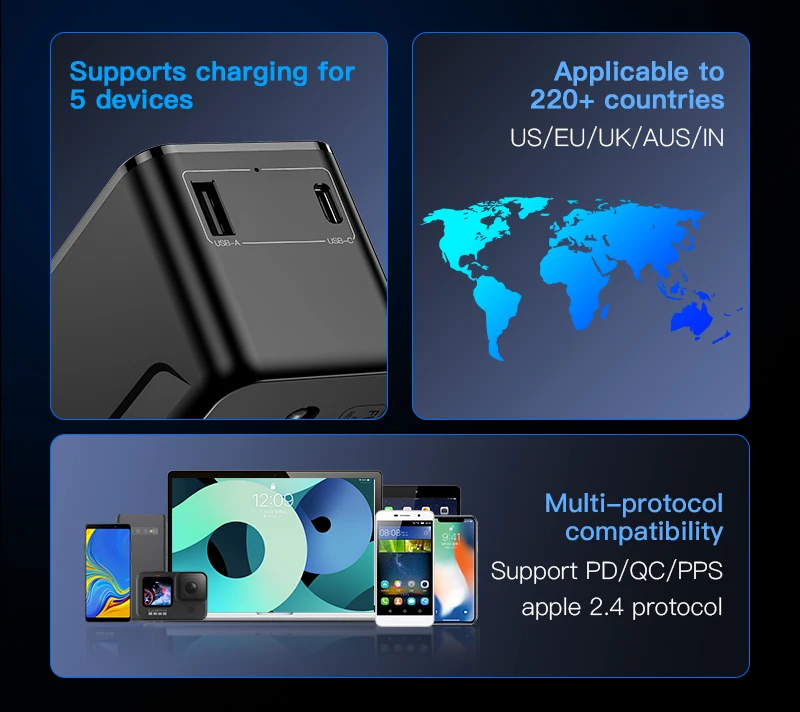 OULIYO BO1-1A1C 12W Indian Specifications International Universal Travel Adapter Mobile Phones ...