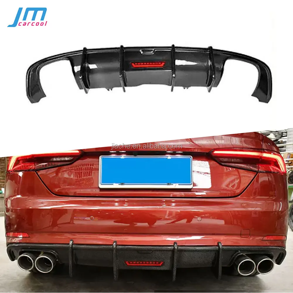 Carbon Fiber Rear Bumper Lip Diffuser With Light for Audi A5 Sline S5 ...