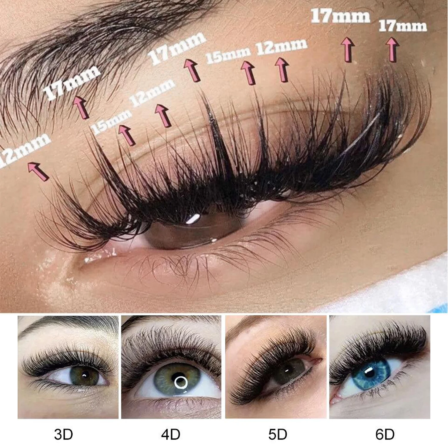 Chasmere Deep Dark Fluffy Matte Black Easy Fanning 0.02 0.03mm Volume Lash Extension Mix Tray ...