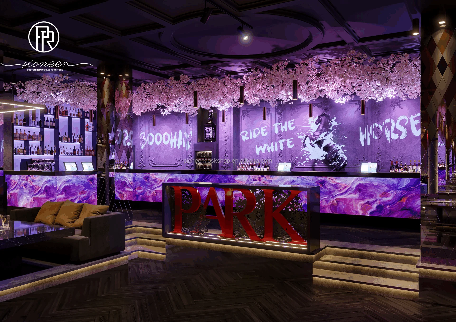 Luxury Bar Furniture: Translucent Marble LED Counter for Nightclubs ...