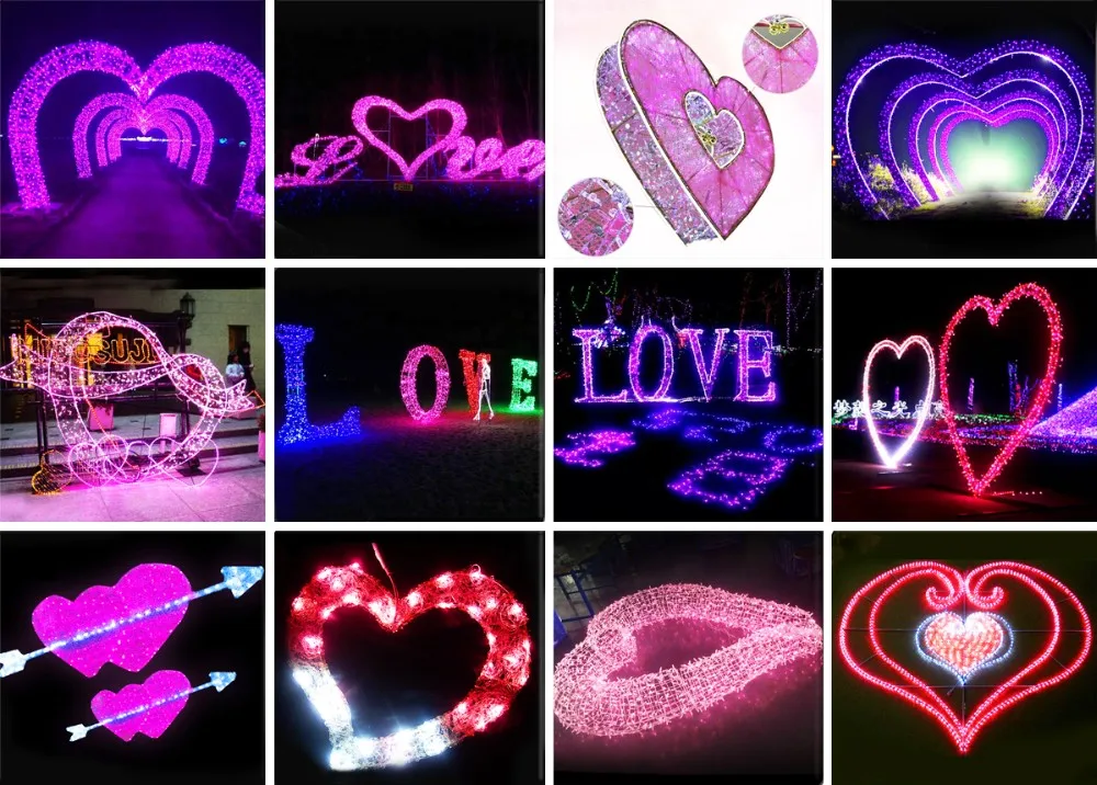 Red LED Heart Love Arch Frame Motif Light Novelty Wedding Event Favors ...