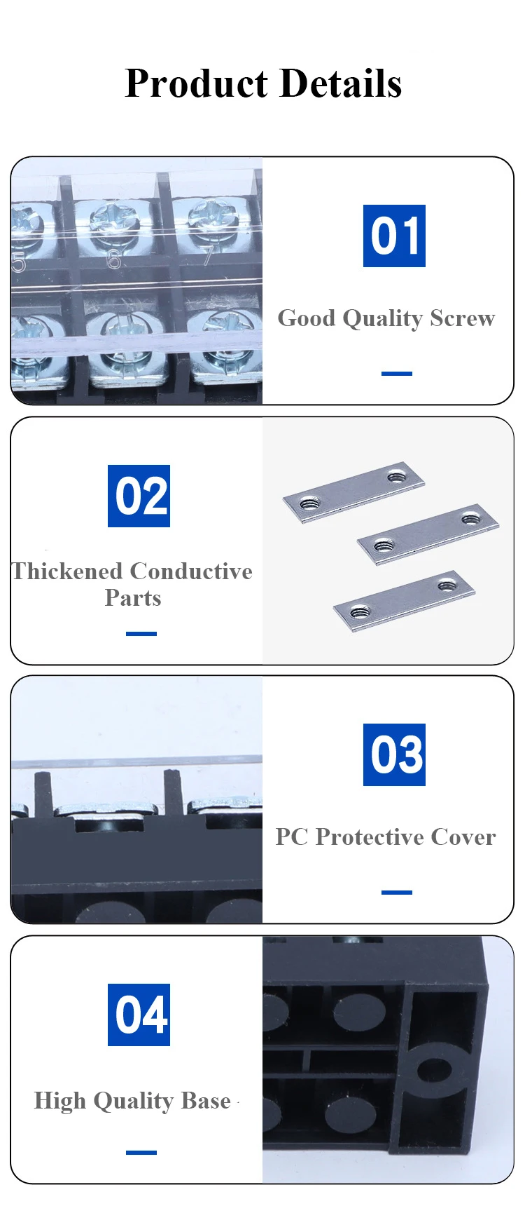 TB4503 TB Series Fixed Screw Terminal Block 45A 0.5-4mm2 Wire ...