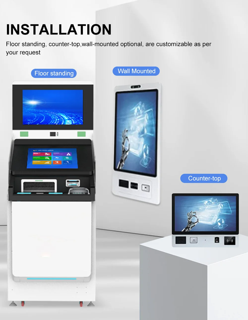 Dual Screen Bank Card Issuing Kiosk Machine A4 Document Printing Bill ...