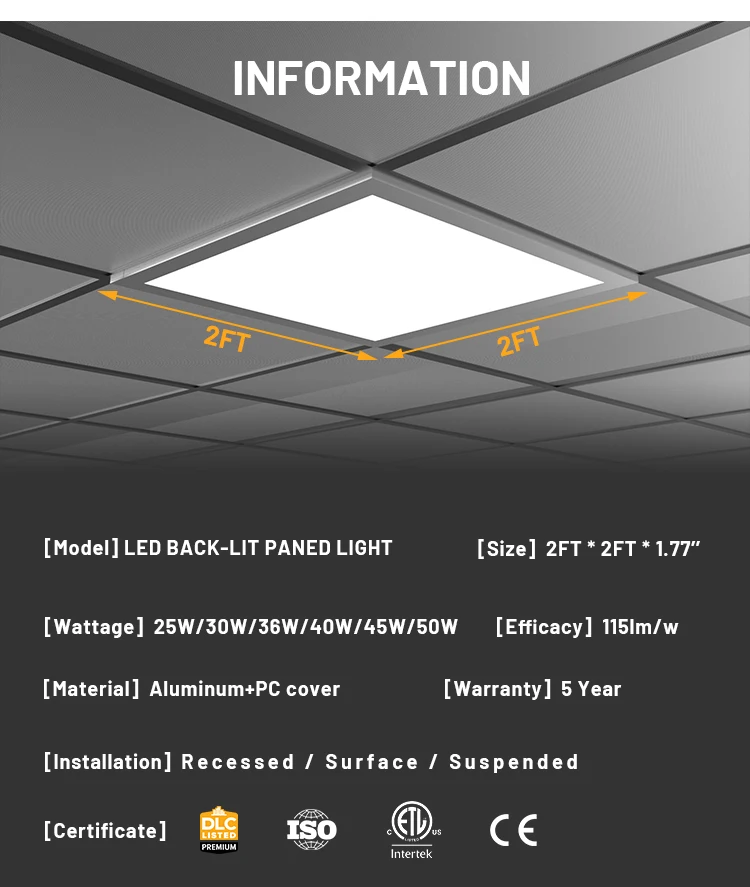 Brandon Square Flat Led Panel for Office Lighting 2X2Ft Led Flat Panel ...