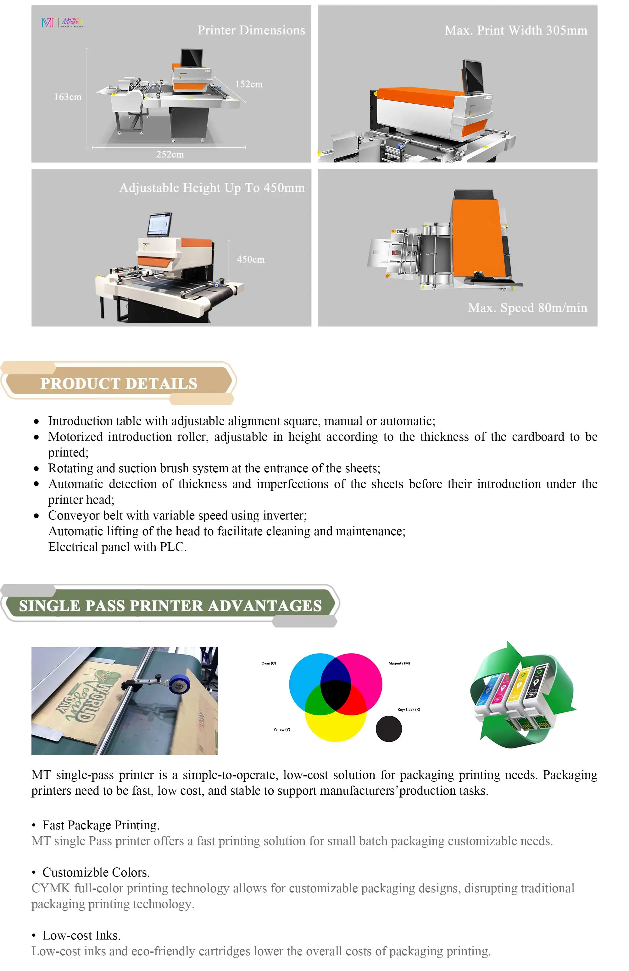 Mt High Speed Digital Single Pass Corrugated Carton Cardboard Printer ...