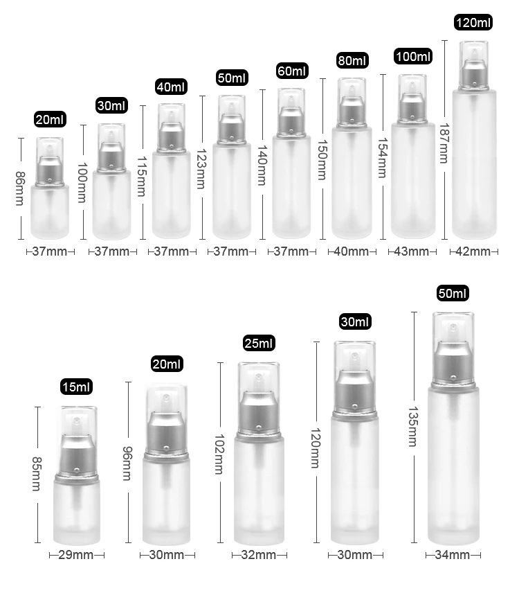 Cosmetic Packaging - Clear Frosted Lotion Containers