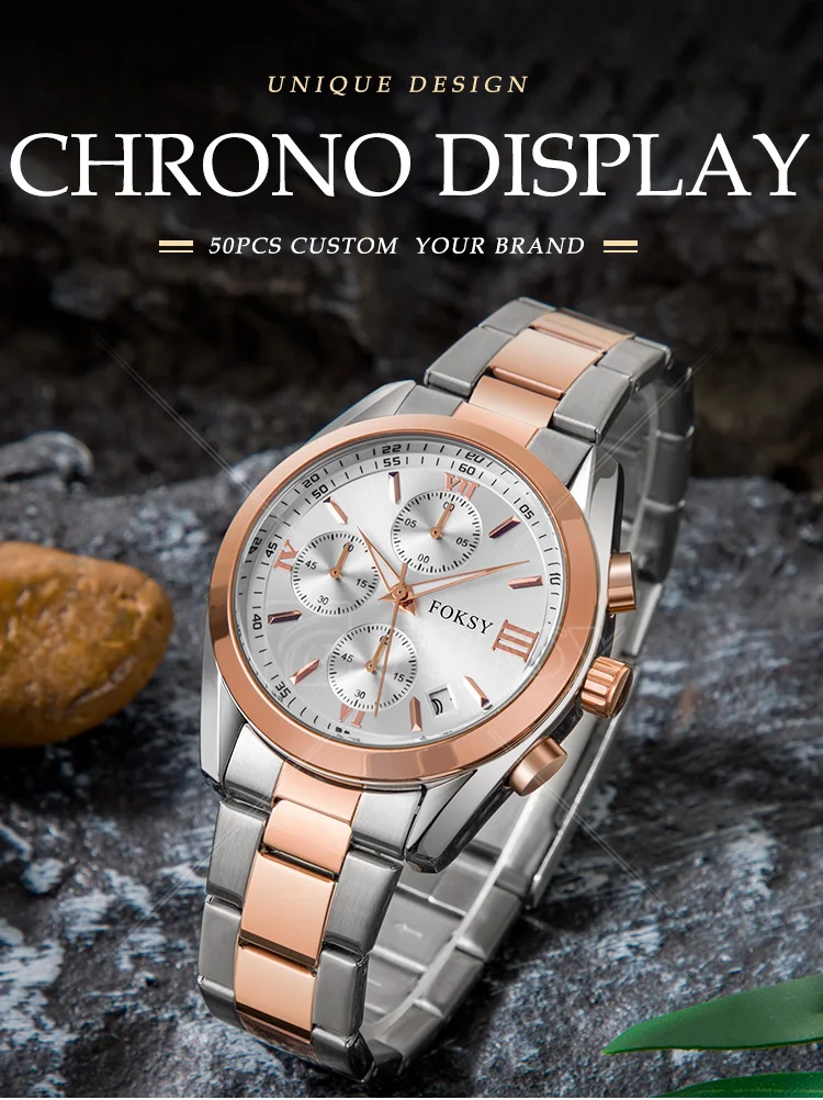 Luxury Rose Gold Stainless Steel Chain Watches for Men Wrist Premium ...